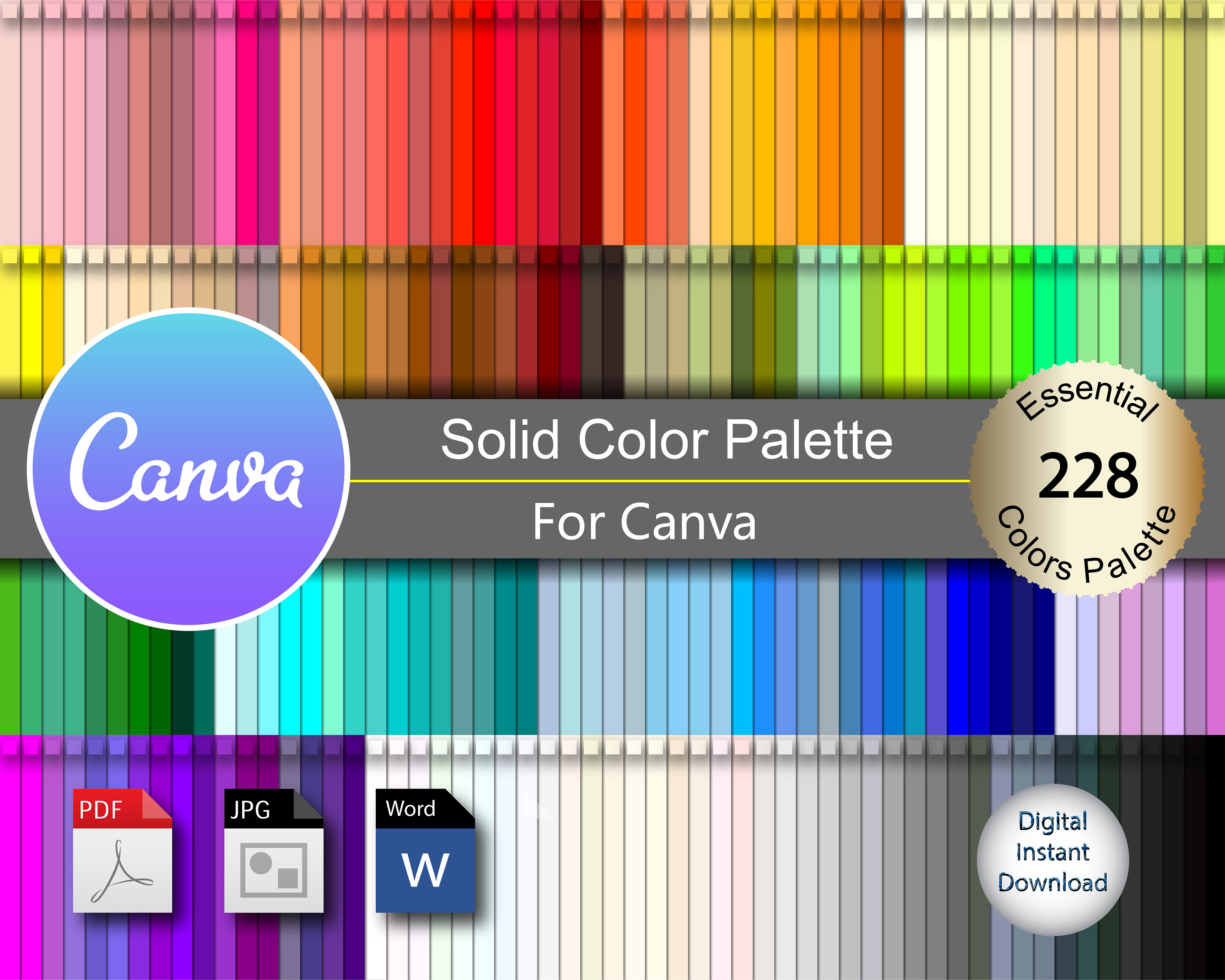 CANVA Color Palette 228 Essential Colors With Names and Hex Codes ...