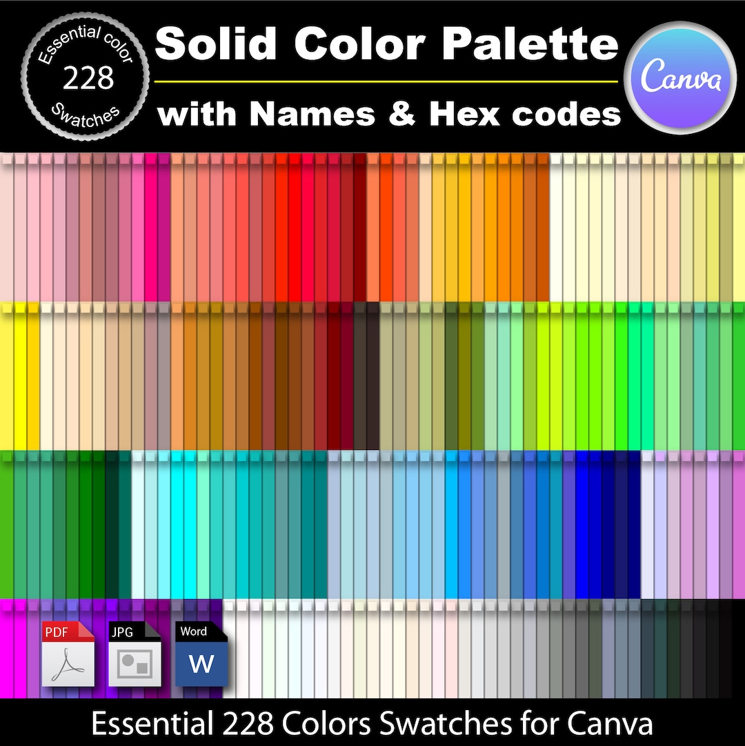 CANVA Color Palette - 228 Essential Colors With Names and Hex Codes ...