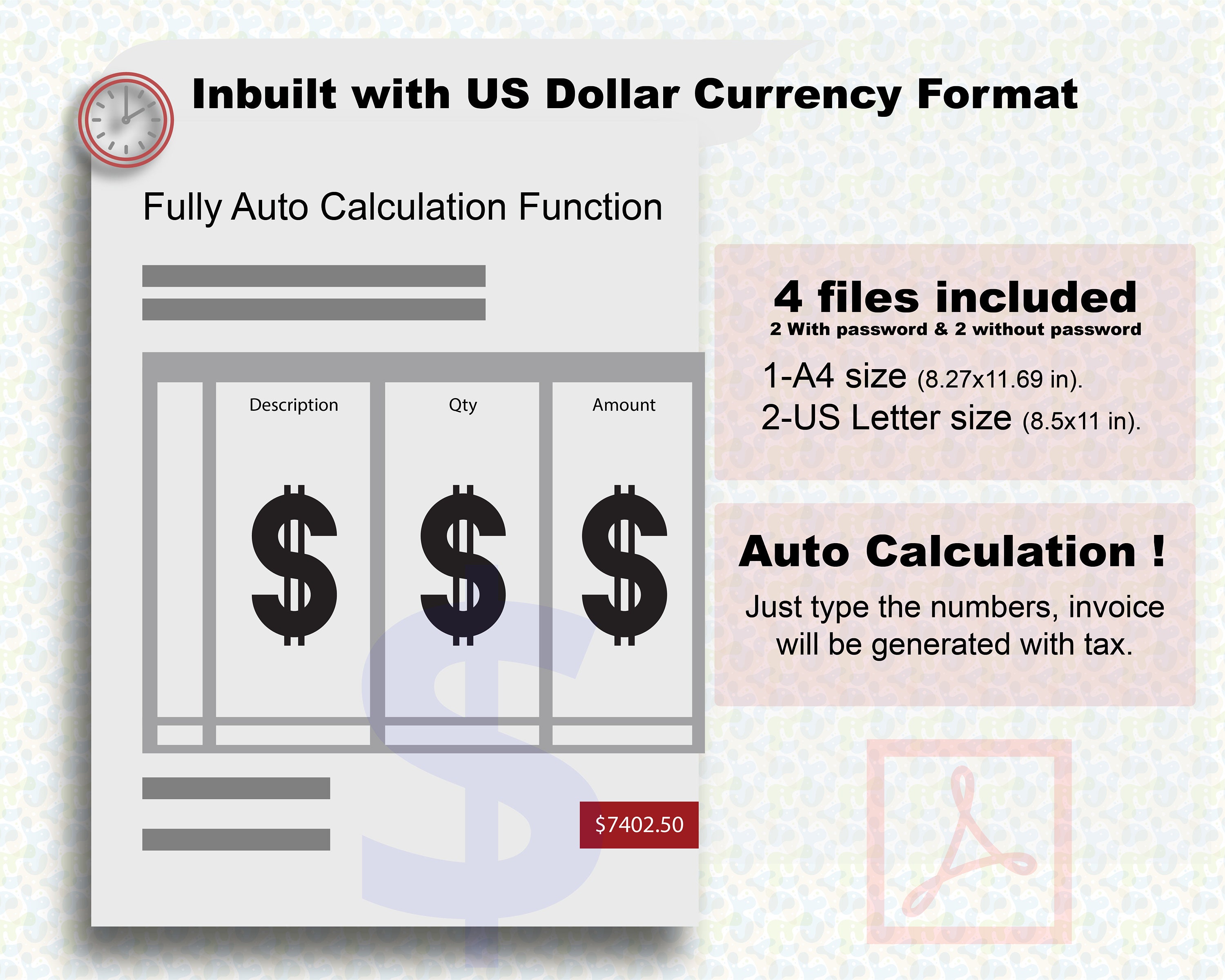 Invoice, Invoice Template, Business invoice, US Currency format invoice ...