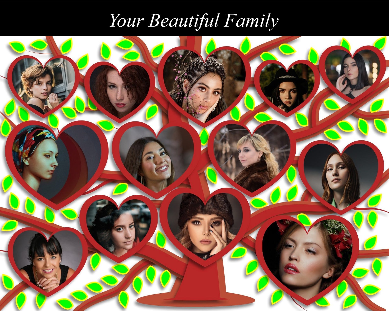 CANVA Family Tree Photo Collage Design- Fully Editable Canva Frame ...