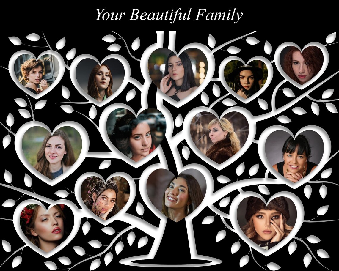 CANVA Family Tree Photo Collage Design- Fully Editable Canva Frame ...
