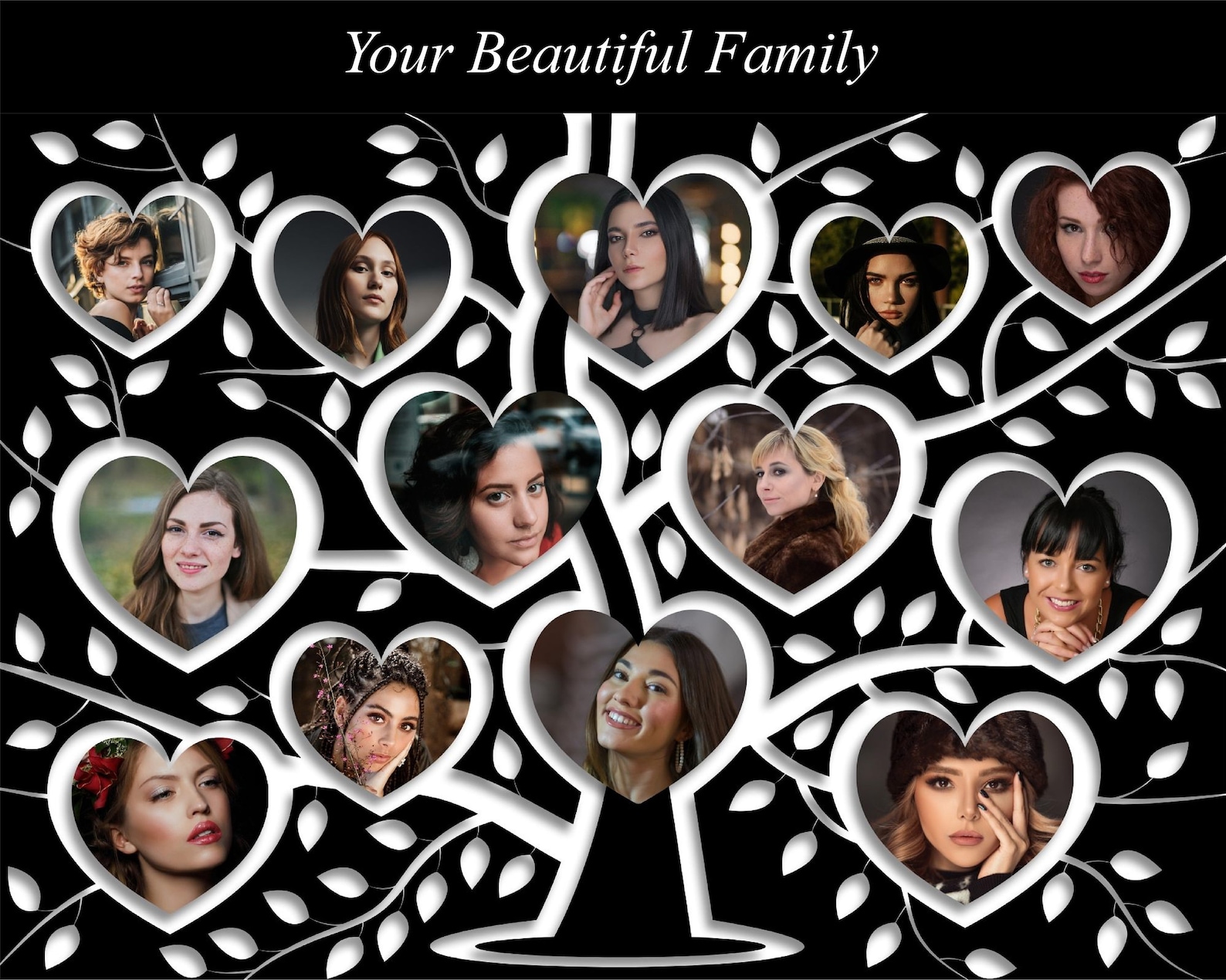 CANVA Family Tree Photo Collage Design- Fully Editable Canva Frame ...