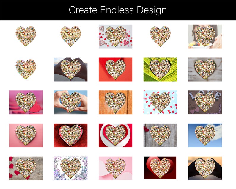 CANVA Heart Photo Collage Design- Fully Editable Canva 75-frames ...