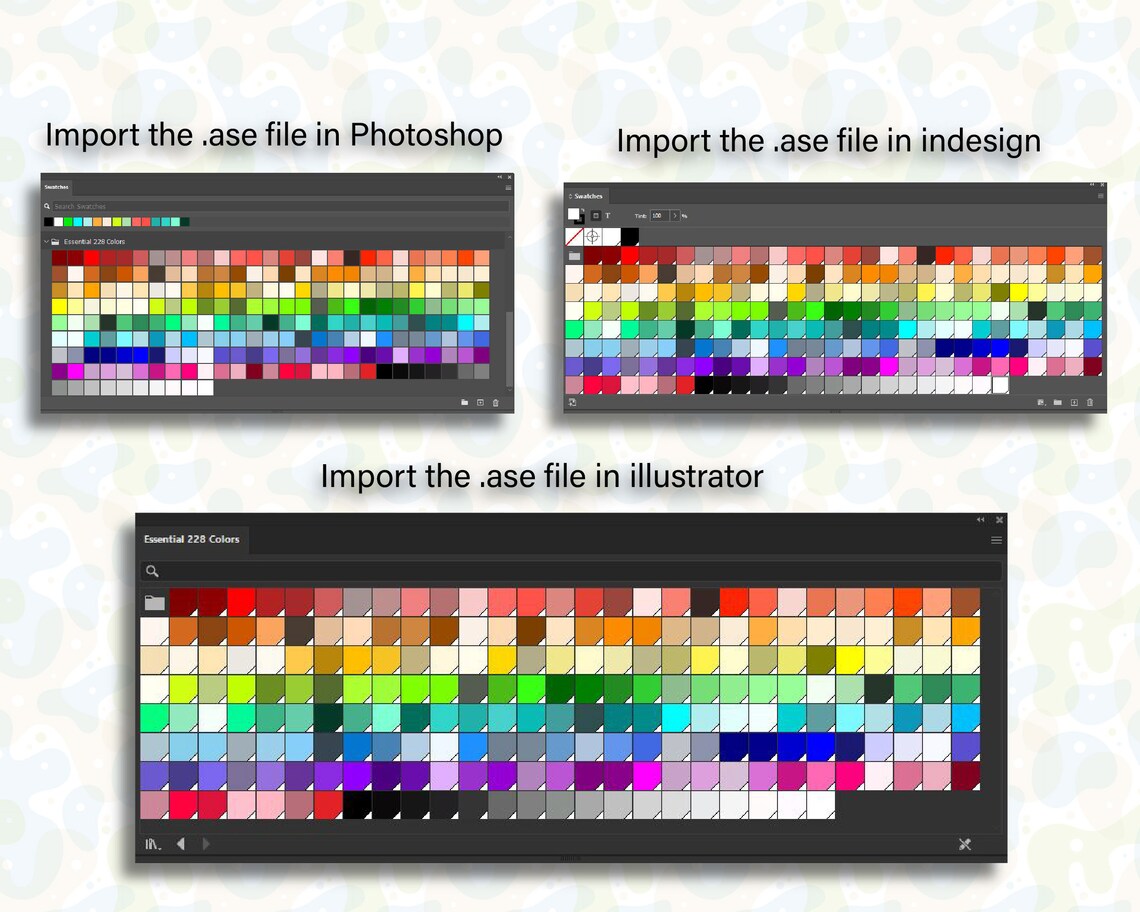 Colour Palette for Photoshop, Illustrator, Indesign | Color Swatches ...