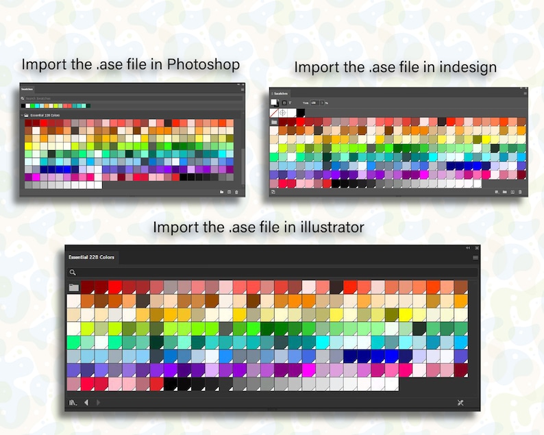 Colour Palette for Photoshop, Illustrator, Indesign | Color Swatches ...