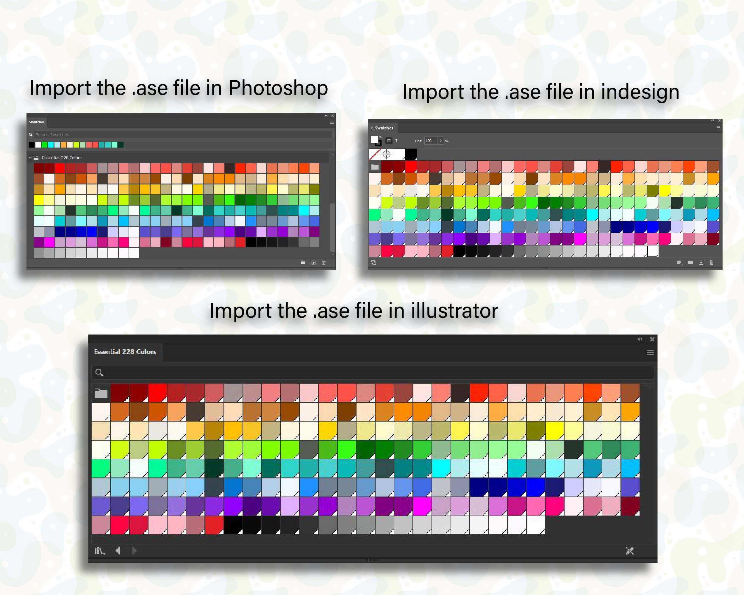 Colour Palette for Photoshop, Illustrator, Indesign | Color Swatches ...