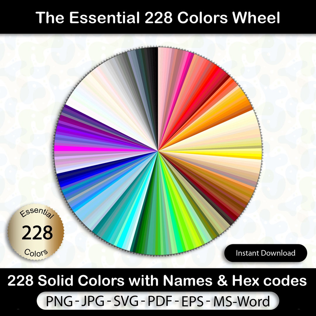 228 Solid Colors Wheel | Colours With Names & Hex Codes | Essential 228 ...
