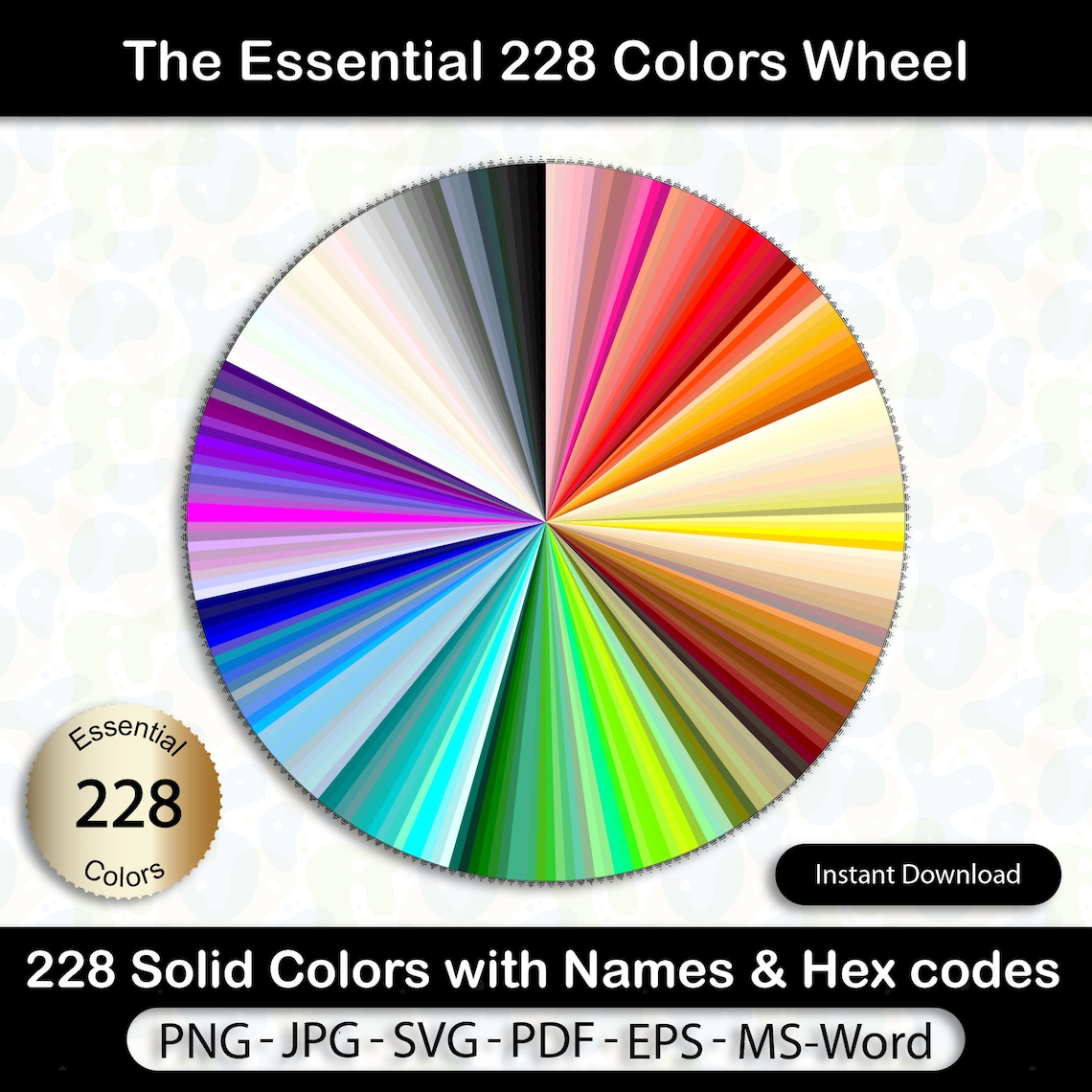 228 Solid Colors Wheel | Colours With Names & Hex Codes | Essential 228 ...