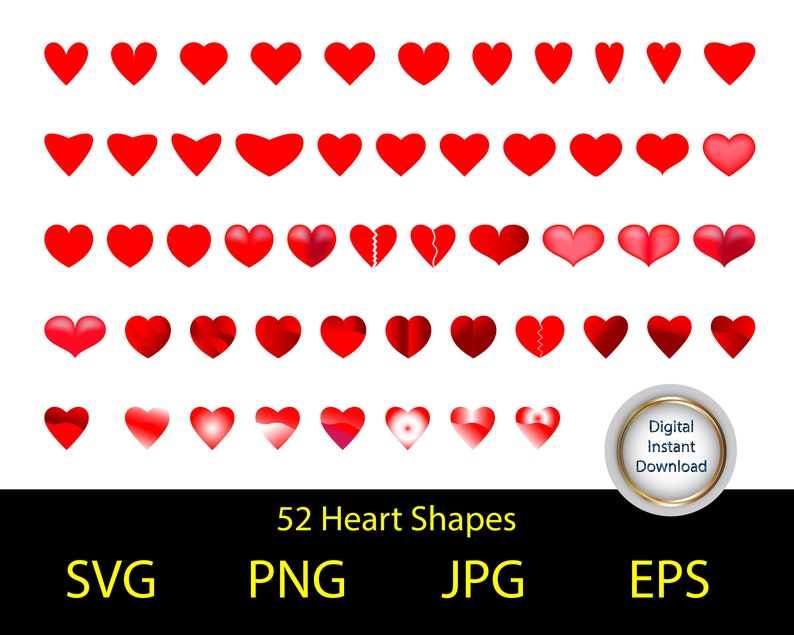 HEART Shapes Clipart Artwork 52 Hand Drawn HEART Shapes - Etsy