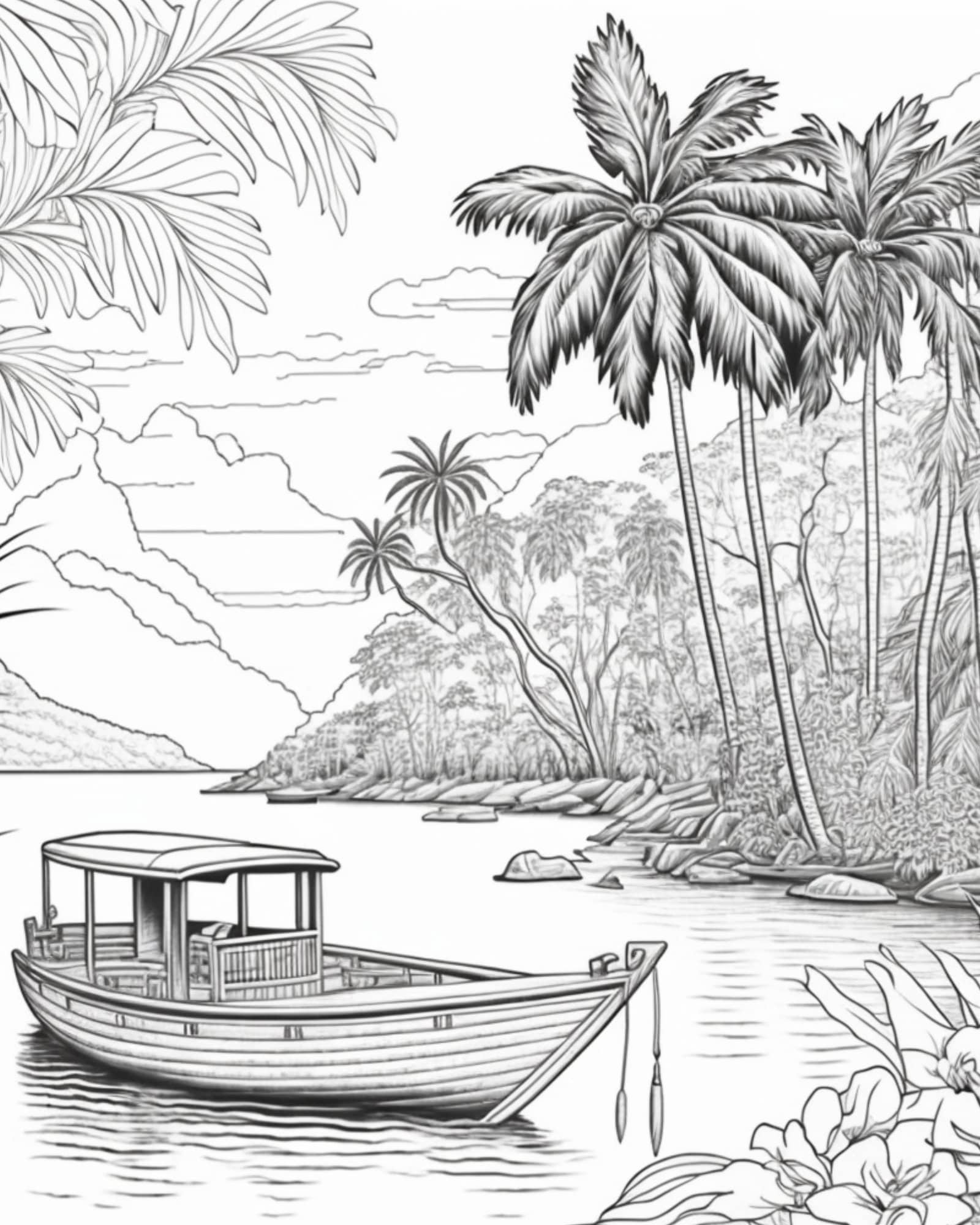 Tropical Paradise Coloring Pages Vol 2 - Beaches, Tropical Scenes - 10 ...