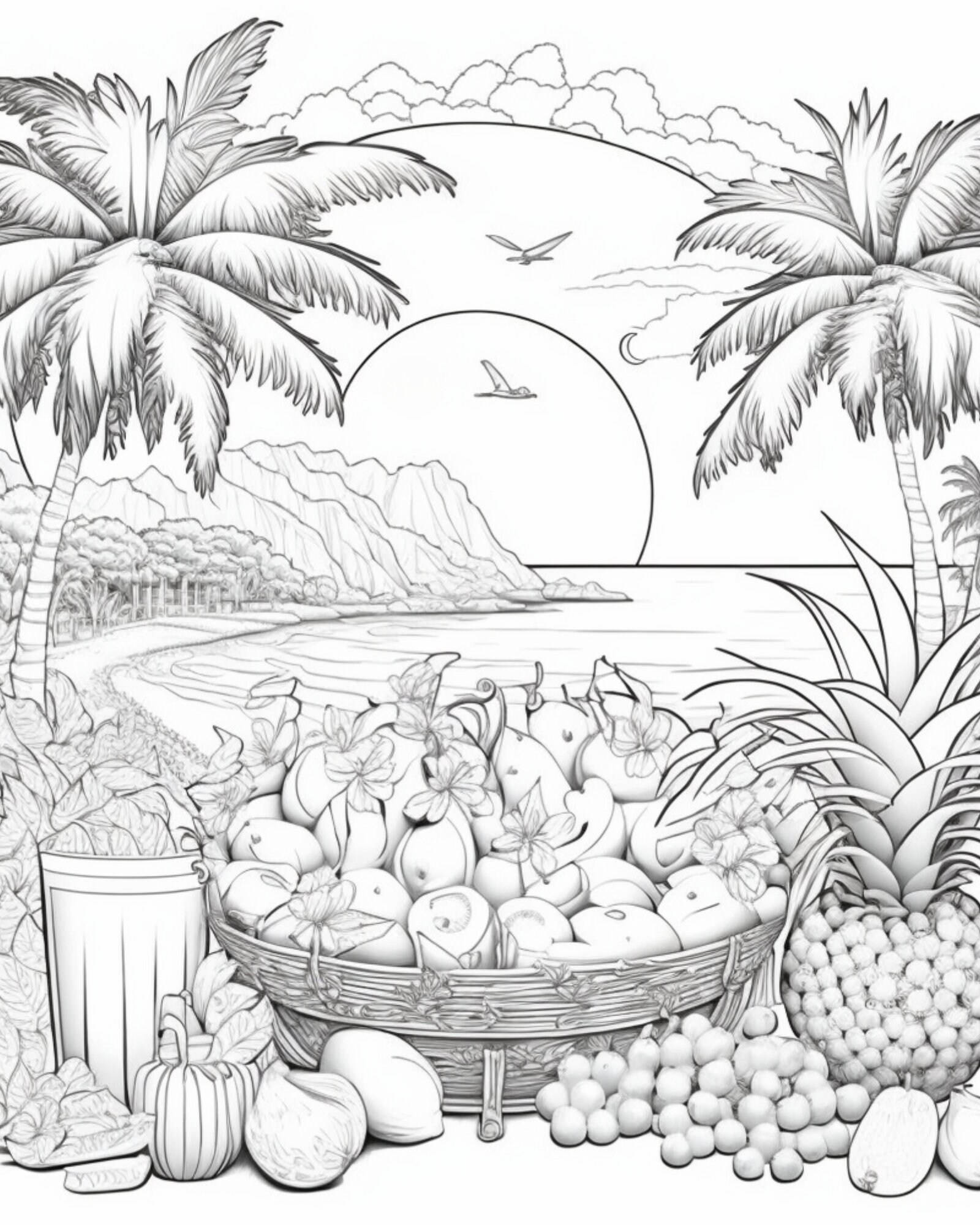 Tropical Paradise Coloring Pages Vol 2 - Beaches, Tropical Scenes - 10 ...