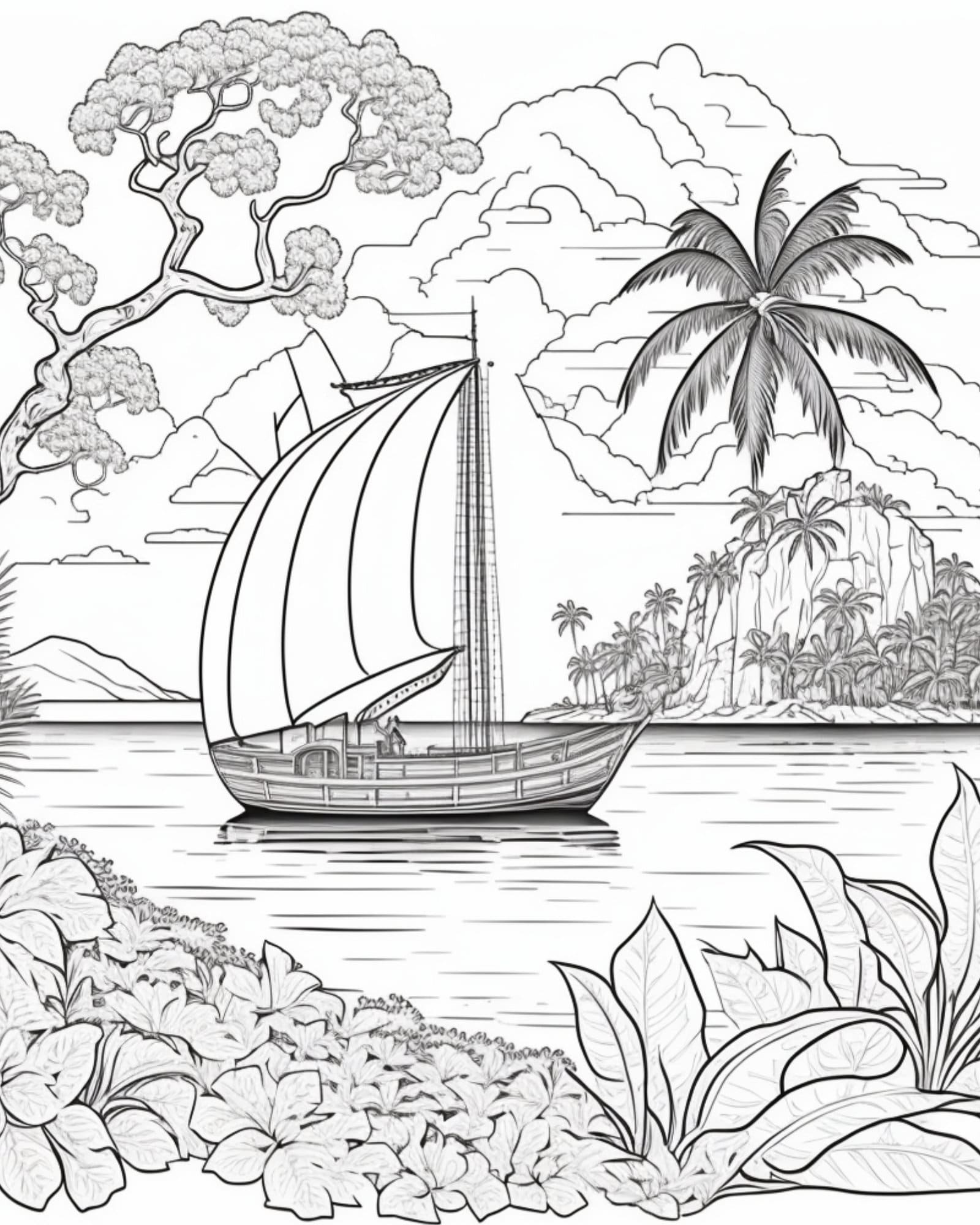 Tropical Paradise Coloring Pages Vol 2 - Beaches, Tropical Scenes - 10 ...