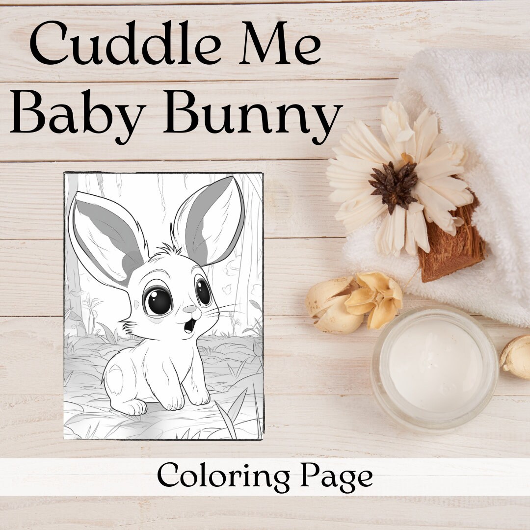 Cuddle Me Baby Bunny 1 Coloring Page Single Page Instant Digital ...