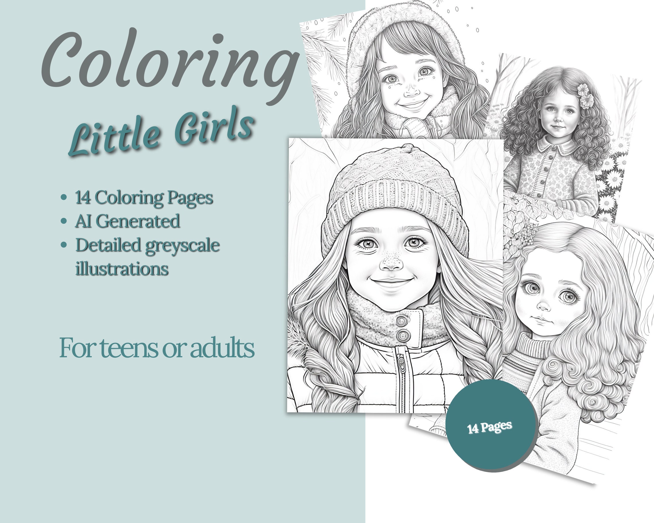 Little Girls Vol 1 14 Printable Coloring Pages AI Generated ...