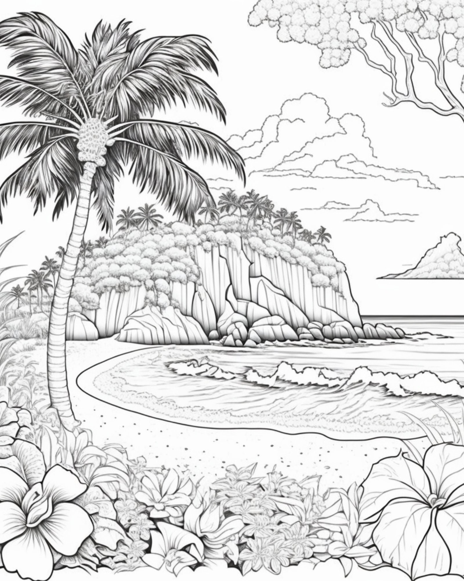 Tropical Paradise Coloring Pages Vol 1 Beaches, Tropical Scenes 10 ...