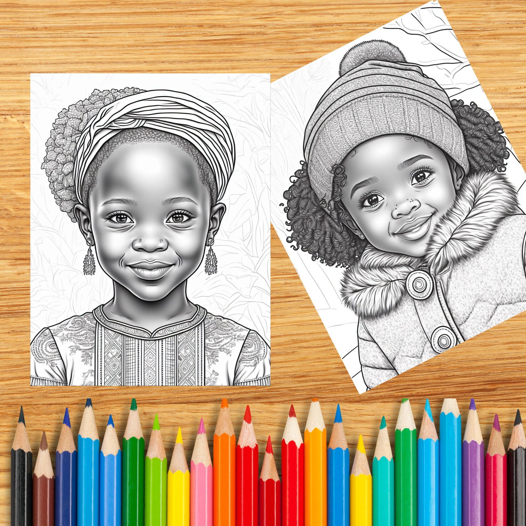 African American Girls Vol 1 10 High Resolution Printable Coloring ...