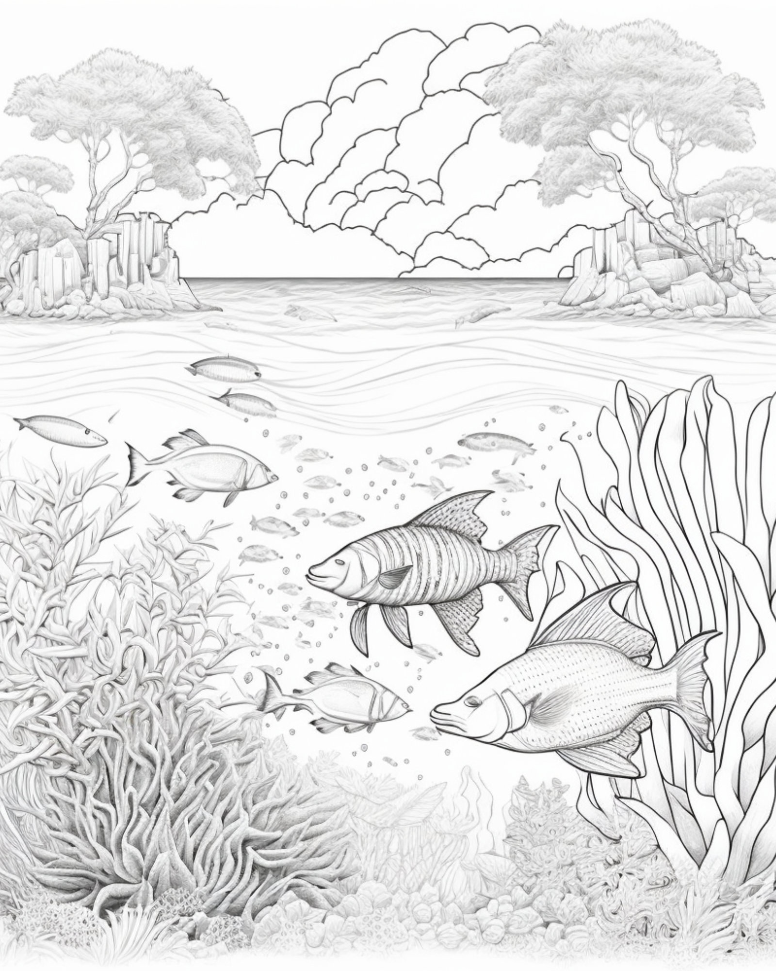 Tropical Paradise Coloring Pages Vol 1 Beaches, Tropical Scenes 10 ...