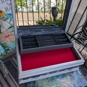 Upcycled Handpainted Gray Jewelry Box With Colorful Bird Transfers and ...