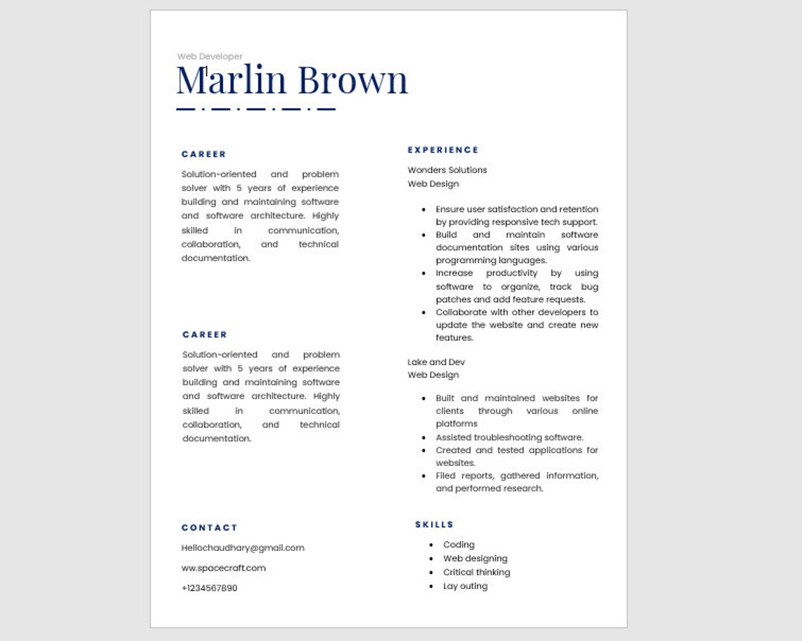 Minimalist Resume Word| Resume Template Word| Professional Resume ...