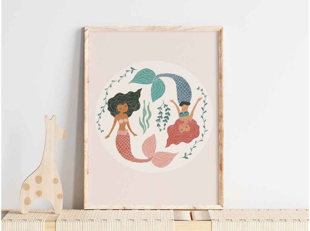 Boho Mermaids, Whimsical Mermaid, Mixed Race Mermaid, Mermaid Art, Boho ...