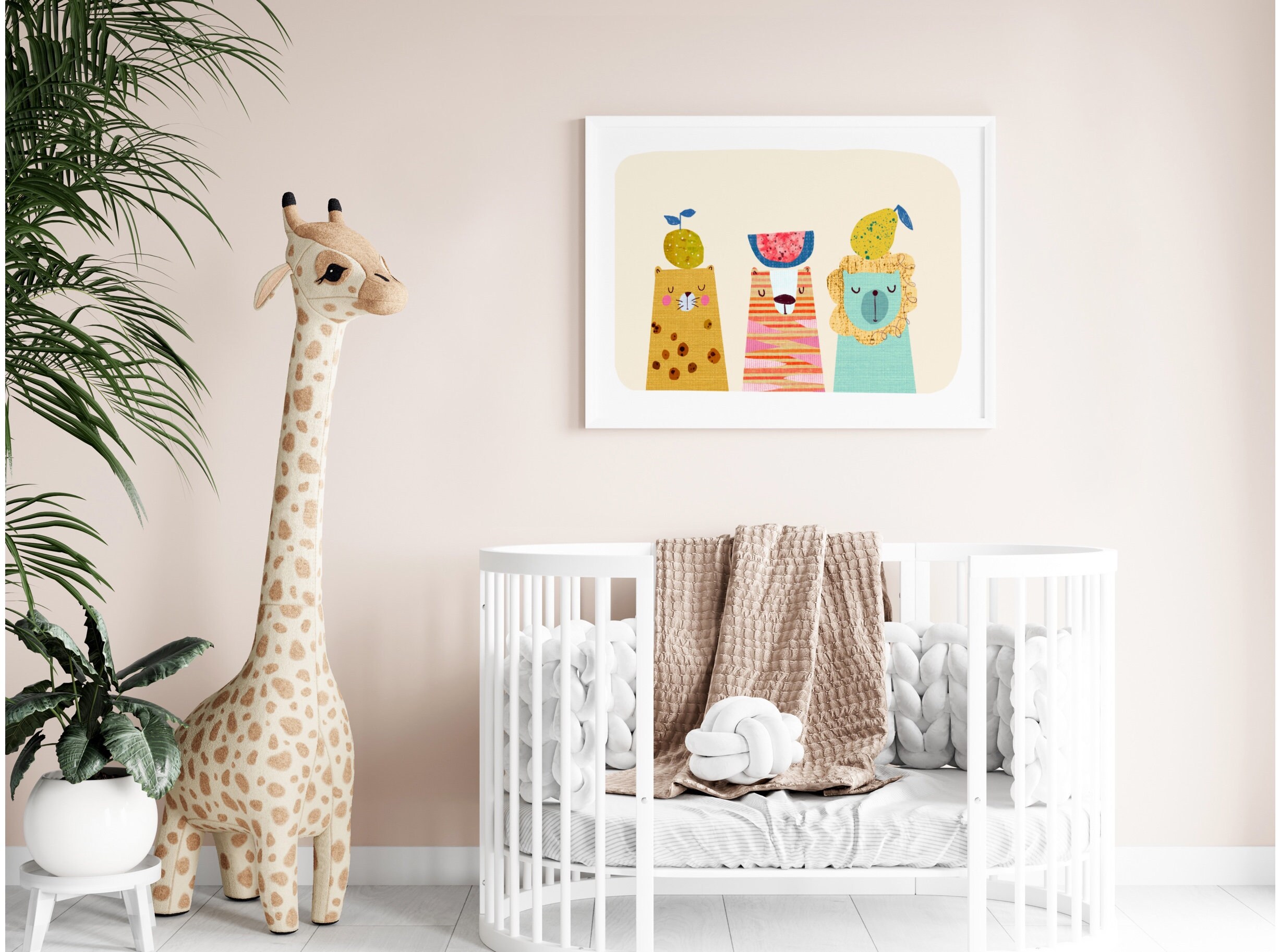 Cute Animal Wall Art, Digital Art Print, Safari Nursery Decor, South ...