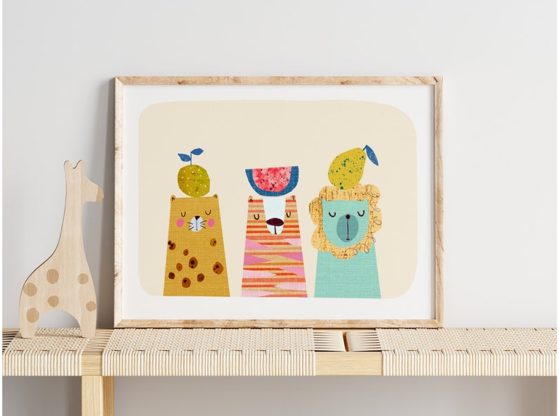 Cute Animal Wall Art, Digital Art Print, Safari Nursery Decor, South ...