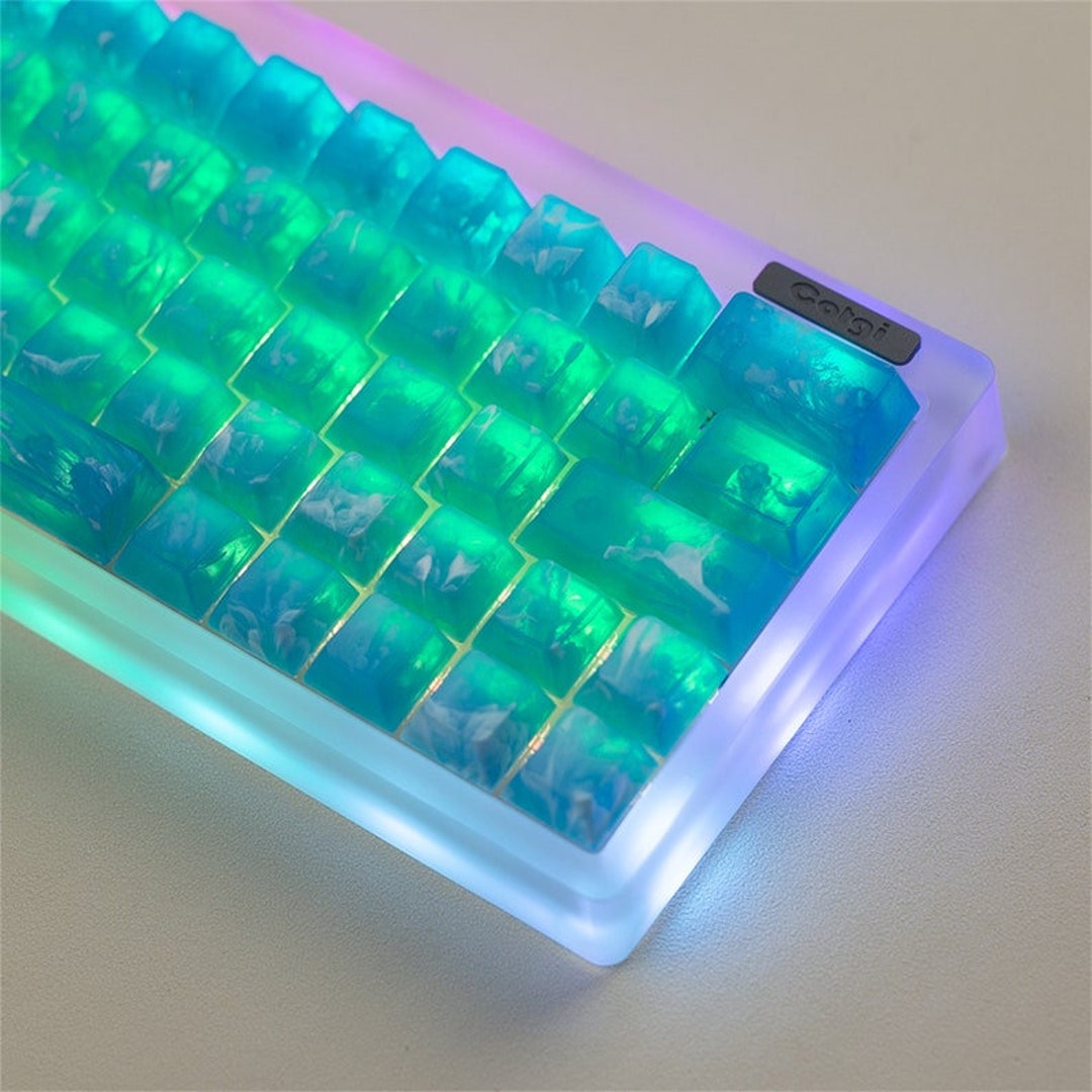 120pcs Glacier Blue Full Transparent Without Engraved Keycap,pc ...