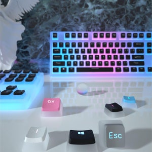 129pcs Double Shot Pudding-style Keycap Set, PBT Keycap, Pink Keycap ...