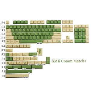 142pcs GMK Cream Matcha Theme Set, Kawaii Keycap, PBT Keycap, Cherry ...
