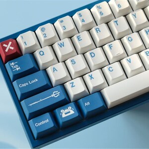 141pcs Dark Blue Ocean Theme Keycaps Set, Retro Style Keycaps, PBT ...