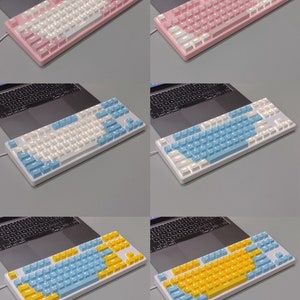 87 Keys Black Gold Color Mechanical Keyboard, Pastel White Lighting ...