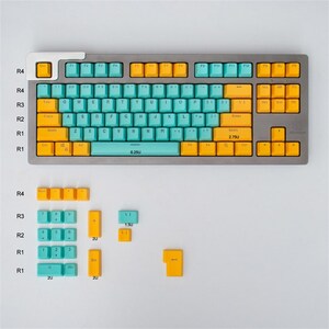108pcs Letter Translucent Keycap Set, PBT Keycap, Blue Yellow Color ...