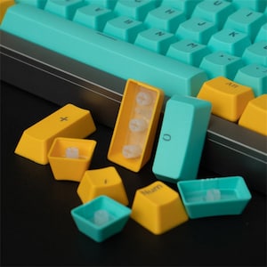 108pcs Letter Translucent Keycap Set, PBT Keycap, Blue Yellow Color ...