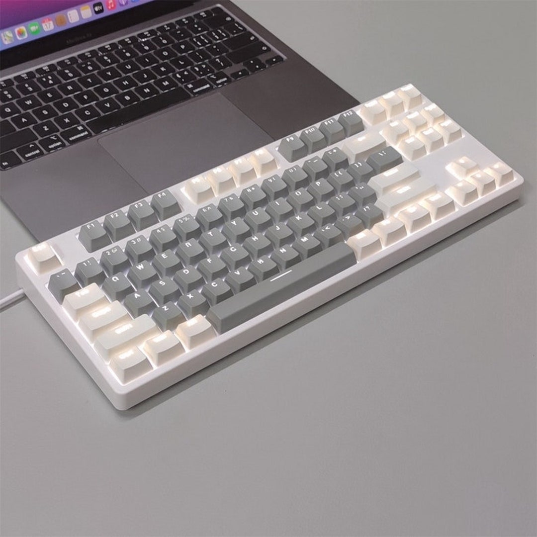 87 Keys Black Gold Color Mechanical Keyboard, Pastel White Lighting ...