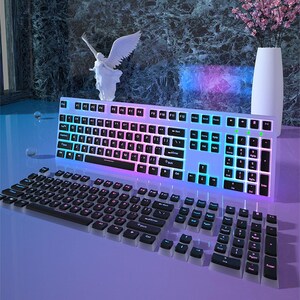 129pcs Double Shot Pudding-style Keycap Set, PBT Keycap, Pink Keycap ...