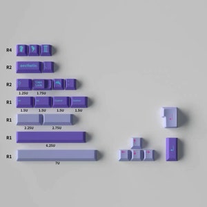 129pcs Purple Vaporwave Theme Keycap Set,pbt Keycap,cherry Keycap ...