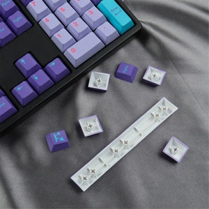 129pcs Purple Vaporwave Theme Keycap Set,pbt Keycap,cherry Keycap ...