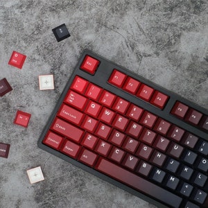 118pcs, Red Zen Theme Keycap Set, Red Black Gradient Keycap Set, Cherry ...