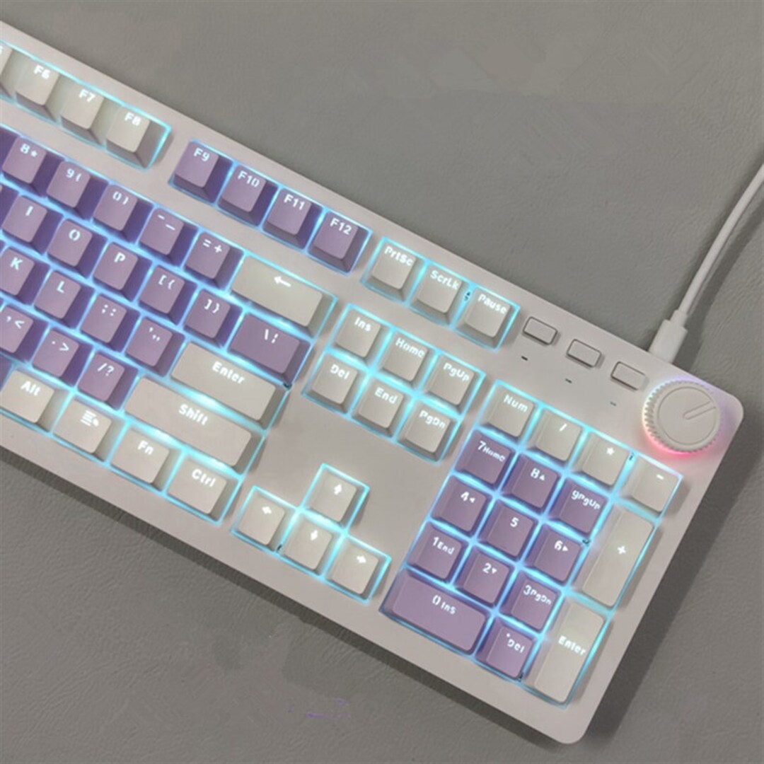 104 Keys Ice Blue Pastel Lighting Keyboard, Gaming/office Keyboard, USB ...