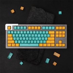 108pcs Letter Translucent Keycap Set, PBT Keycap, Blue Yellow Color ...
