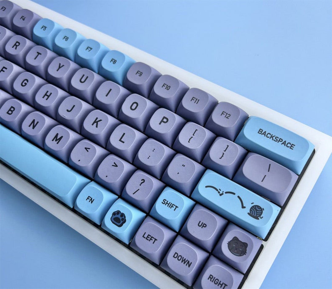 125pcs Blue Cat Keycap Set Blue & Purple Keycaps PBT Thermal - Etsy