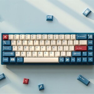 141pcs Dark Blue Ocean Theme Keycaps Set, Retro Style Keycaps, PBT ...