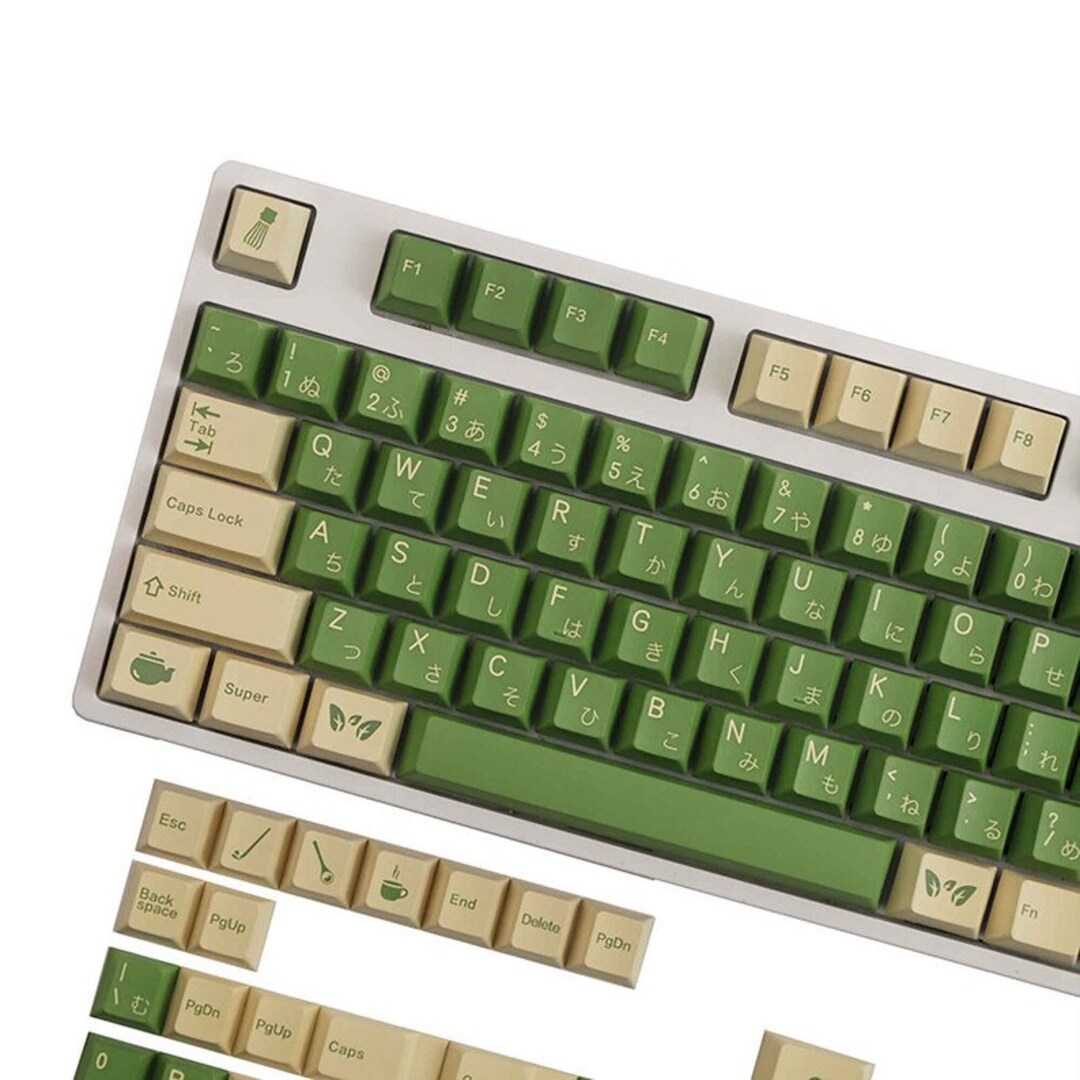 142pcs GMK Cream Matcha Theme Set, Kawaii Keycap, PBT Keycap, Cherry ...