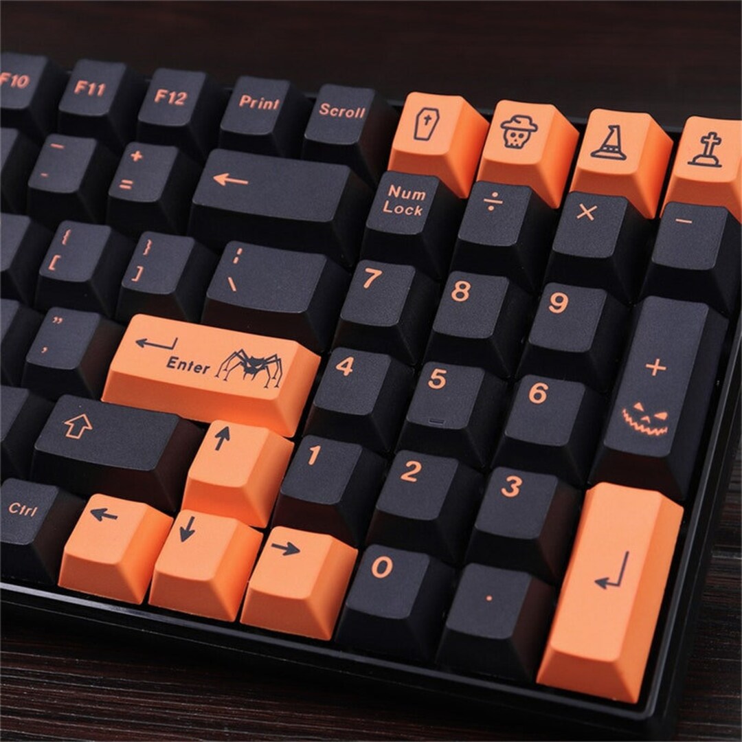 129pcs Halloween Theme Keycaps, Spider Skull Pattern Keycaps, PBT ...