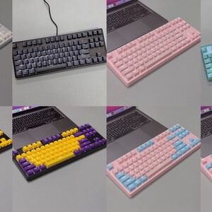 87 Keys Black Gold Color Mechanical Keyboard, Pastel White Lighting ...