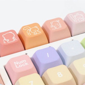 133pcs Candy Color Bear Keycap Set, PBT Keycap, XDA Keycap, Rainbow ...
