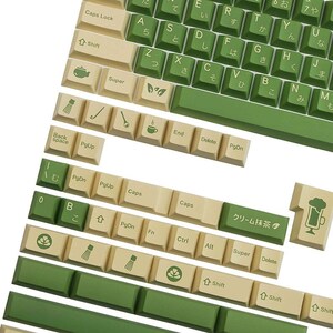 142pcs GMK Cream Matcha Theme Set, Kawaii Keycap, PBT Keycap, Cherry ...