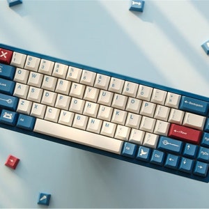 141pcs Dark Blue Ocean Theme Keycaps Set, Retro Style Keycaps, PBT ...