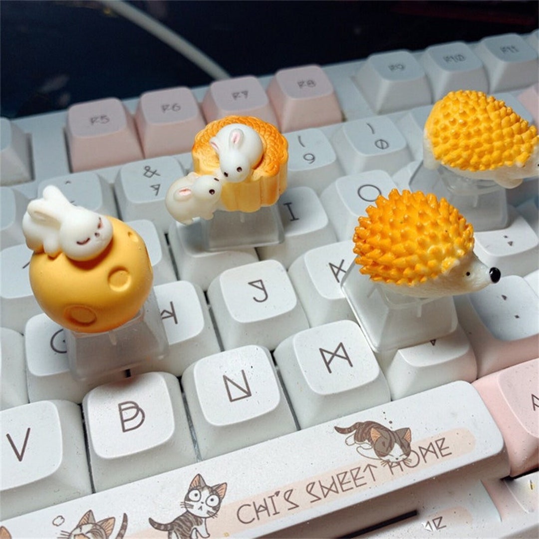 Cute Small Animal Rabbit Keycap, Hedgehog Keycap, Moon Keycap, Resin ...