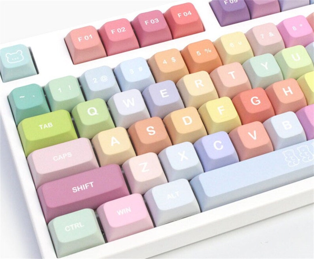 133pcs Candy Color Bear Keycap Set, PBT Keycap, XDA Keycap, Rainbow ...